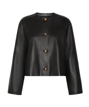 Max Mara Long-sleeved Leather Jacket - Black