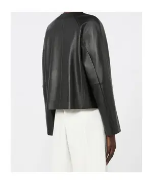 Max Mara Long-sleeved Leather Jacket With Button Closure