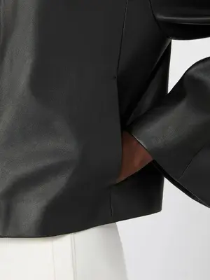 Max Mara Long-sleeved Leather Jacket With Button Closure