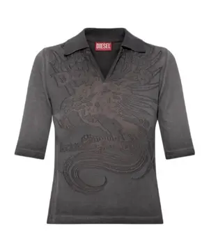 DIESEL® Graphic Polo Top - Grey