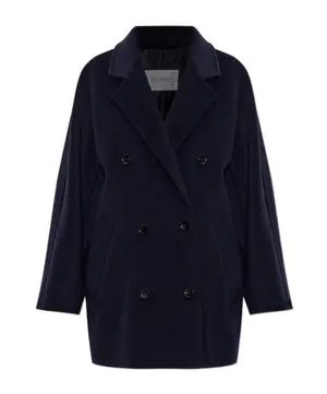Max Mara Double Breasted Coat - Navy Blue