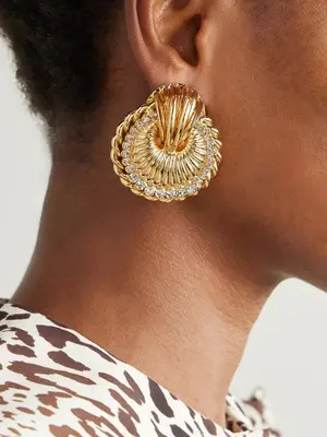 Alessandra Rich Crystal-embellished Shell Clip Earrings