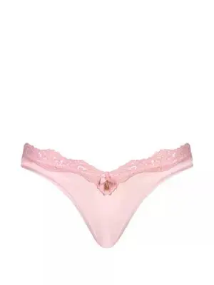 Moschino Lace-trim Logo-charm Thong - Pink