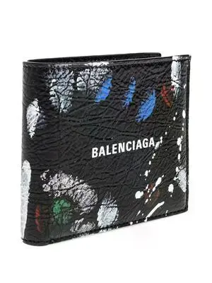 Balenciaga Logo-print Paint-splatter Wallet
