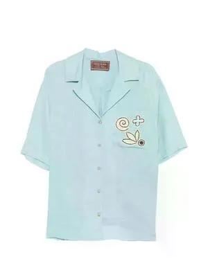 ALEMAIS Ale A Mais Embroidered Patch Shirt - Blue
