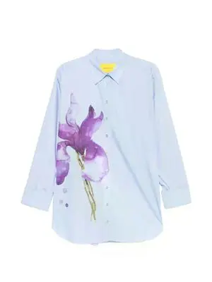 MARQUES' ALMEIDA Floral Print Raw Hem Shirt