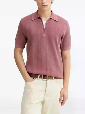 Marc O'polo Ribbed-knit Zip-fastening Polo Shirt - Pink