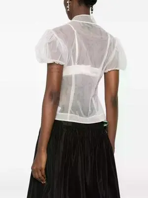 Simone Rocha Sheer Finish Puff Sleeve Blouse