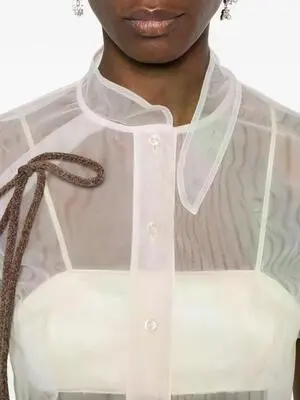 Simone Rocha Sheer Finish Puff Sleeve Blouse