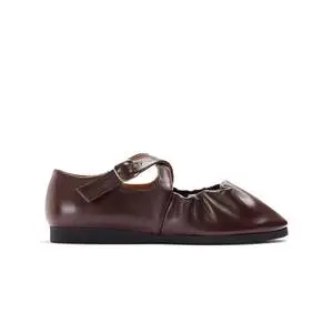 NAGUISA Bec Dark Ballet Flats With Criss-cross Straps
