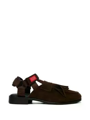 BED J.W. FORD Leather Loafer Sandals With Fringe Detail