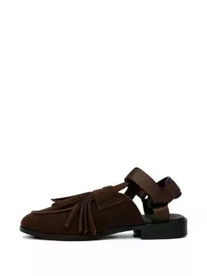 BED J.W. FORD Leather Loafer Sandals With Fringe Detail