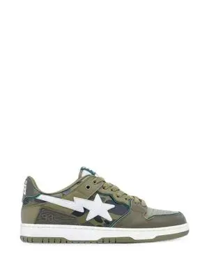 A BATHING APE Sk8 Sta Camouflage Print Leather Sneakers
