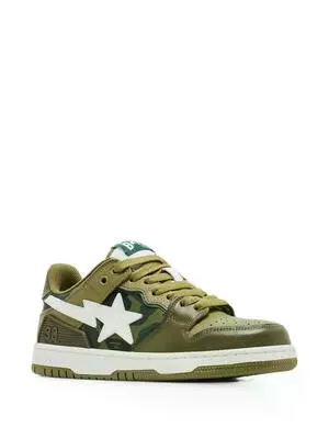 A BATHING APE Sk8 Sta Camouflage Print Leather Sneakers