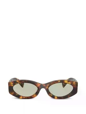 Miu Miu Tortoiseshell-effect Oval-frame Sunglasses - Brown