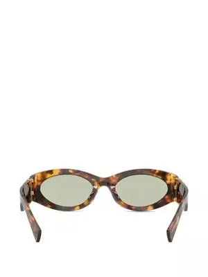 Miu Miu Tortoiseshell-effect Oval-frame Sunglasses - Brown