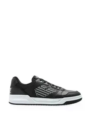 EA7 Logo Print Panelled Sneakers - Black