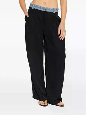 Alexander Wang Pleated Trousers With Contrast Denim Waistband