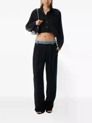 Alexander Wang Pleated Trousers With Contrast Denim Waistband - Black