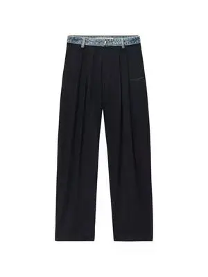 Alexander Wang Pleated Trousers With Contrast Denim Waistband - Black