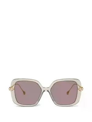 SWAROVSKI Crystal Embellished Square Frame Sunglasses - Neutrals