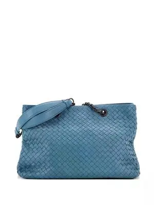 Bottega Veneta Double Chain Intrecciato Nappa Medium Tote Bag - Blue