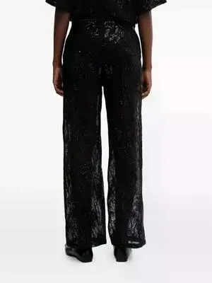 ISABELLE BLANCHE Sequin Embellished Floral Embroidered Trousers