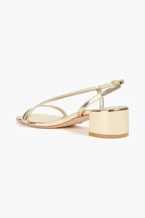 STUART WEITZMAN Metallic Leather Square Toe Sandals