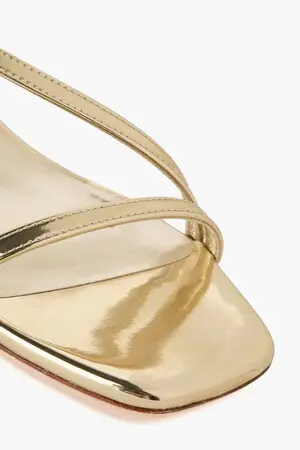 STUART WEITZMAN Metallic Leather Square Toe Sandals