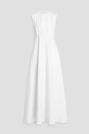 JIL SANDER Gathered Cotton Poplin Maxi Dress