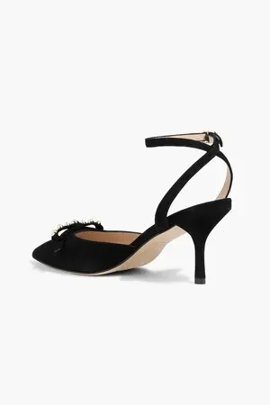 STUART WEITZMAN Luella 75 Faux Pearl Embellished Suede Pumps