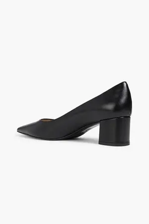 STUART WEITZMAN Power Leather Pointed Toe Block Heel Pumps