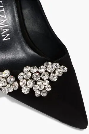 STUART WEITZMAN Fleur Embellished Suede Pumps