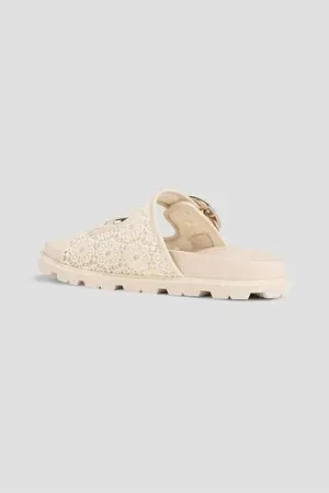 STUART WEITZMAN Benni Crochet Slides With Buckled Straps
