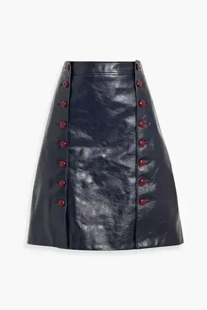 Bally Button-detailed Leather Skirt