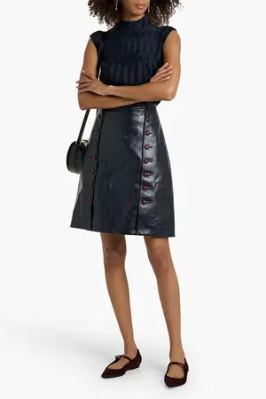 Bally Button-detailed Leather Skirt