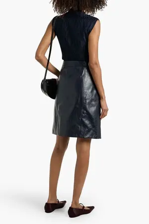 Bally Button-detailed Leather Skirt