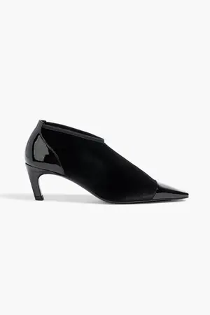 TOTEME Velvet Ankle Boots With Patent Leather Trim