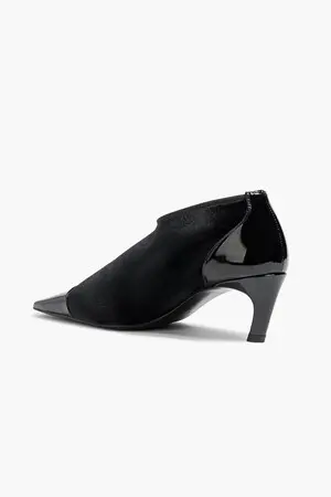 TOTEME Velvet Ankle Boots With Patent Leather Trim