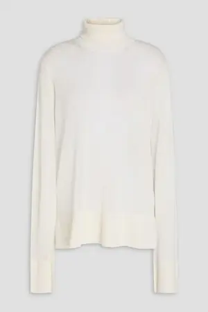 TOTEME Lyocell-blend Turtleneck Sweater With Slit Sleeves - Ivory