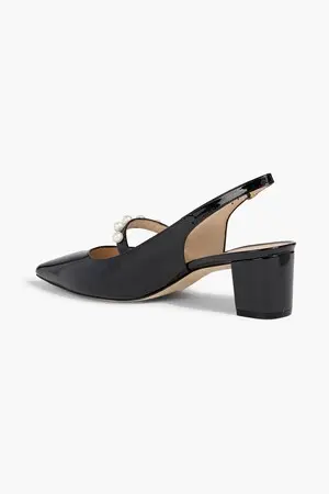 STUART WEITZMAN Pia Embellished Patent Leather Mary Jane Slingback Pumps