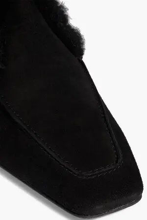 TOTEME Shearling Trimmed Suede Ankle Boots