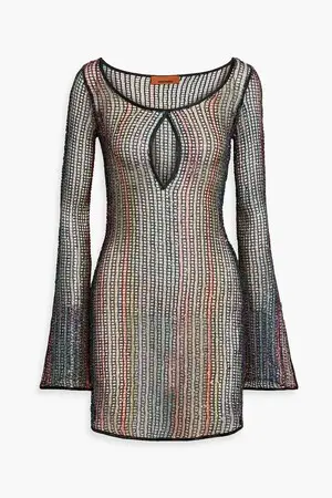 Missoni Striped Sequinembellished Crochetknit Coverup - Black