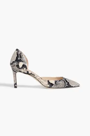 STUART WEITZMAN Mara 75 Snakeskin Pointed Toe Pumps