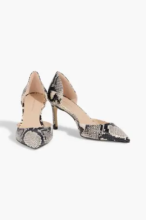 STUART WEITZMAN Mara 75 Snakeskin Pointed Toe Pumps