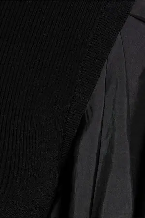 Simkhai Jackie Paneled Ribbed Knit Turtleneck Top With Puff Sleeves