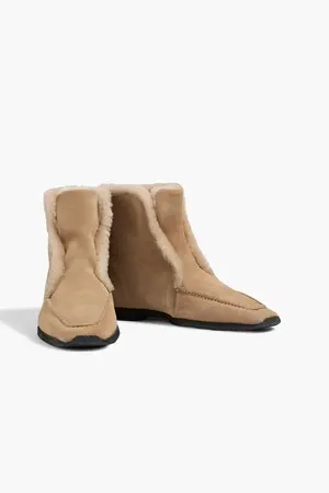 TOTEME Shearling-trimmed Suede Ankle Boots