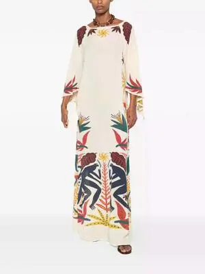 Etro Printed Long-sleeved Maxi Dress - Neutrals