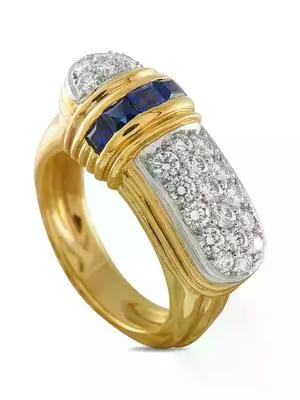 LB EXCLUSIVE Diamond And Sapphire Ring In 18k Yellow And Platinum - Gold