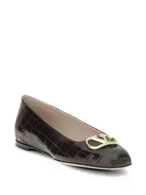 Valentino Garavani Vlogo Signature Ballet Flats - Brown